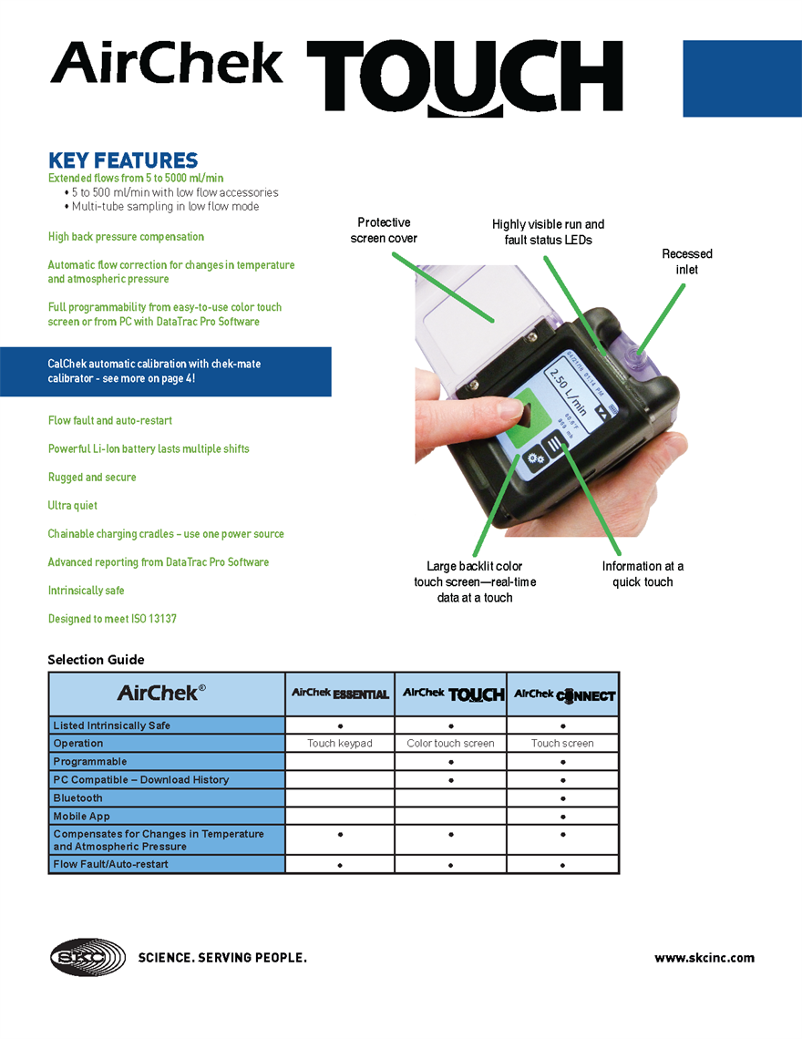 SKC Inc. Storefront-AirChek TOUCH Brochure_Unpriced Pub#190_Rev2002