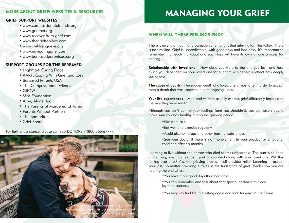 Core Storefront-Donor Family Bereavement Brochure